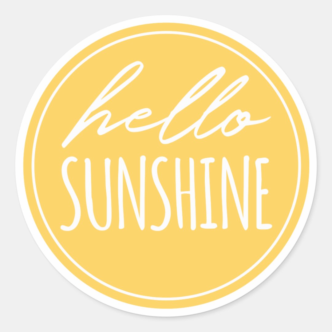 Hello Sunshine Modern Sunny Yellow Sticker | Zazzle