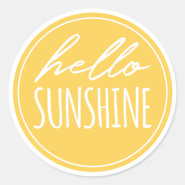 Hello Sunshine Modern Sunny Yellow Sticker | Zazzle