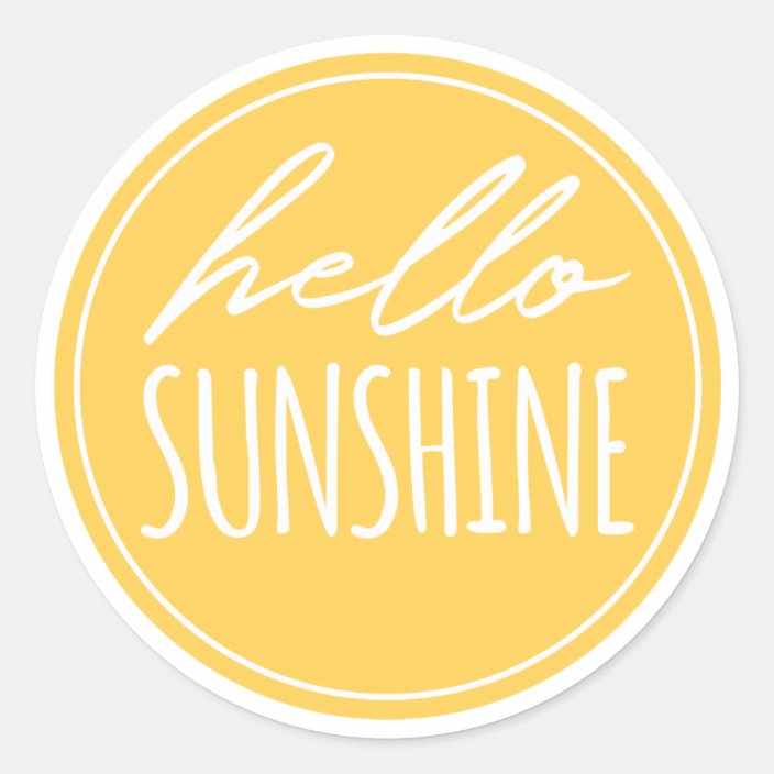Hello Sunshine Modern Sunny Yellow Sticker | Zazzle.com