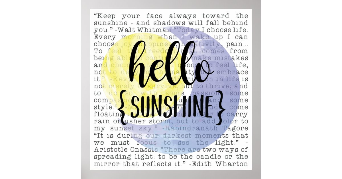Hello Sunshine Poster | Zazzle