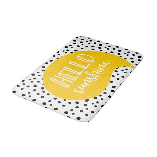 Hello sunshine spotty yellow bath mat | Zazzle