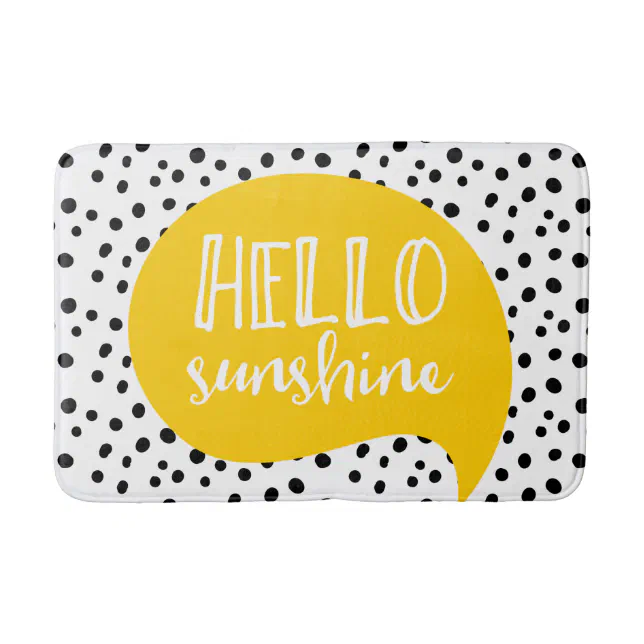 Hello sunshine spotty yellow bath mat | Zazzle