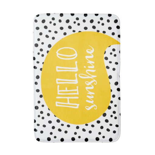 Hello sunshine spotty yellow bath mat | Zazzle