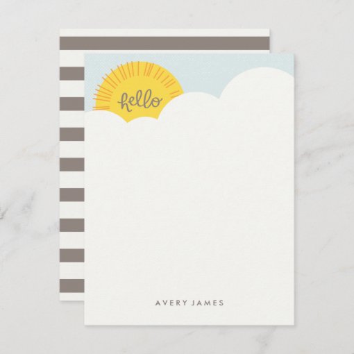 Hello Sunshine Stationery - Charcoal Note Card | Zazzle