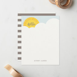 Hello Sunshine Stationery - Charcoal Note Card | Zazzle