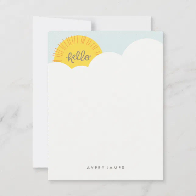 Hello Sunshine Stationery - Charcoal Note Card | Zazzle