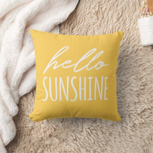 Hello Sunshine Sunny Yellow Throw Pillow | Zazzle