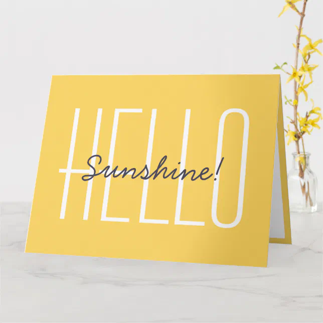 Hello Sunshine Yellow Cute Happy Typography Big Card | Zazzle