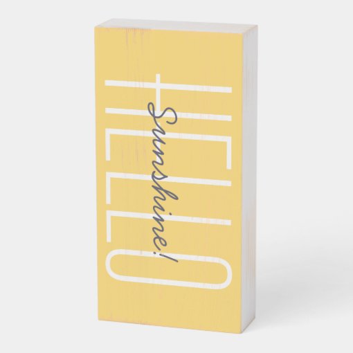Hello Sunshine Yellow Typography Modern Wooden Box Sign | Zazzle