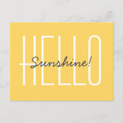 Hello Sunshine Yellow Typography Quote Postcard | Zazzle