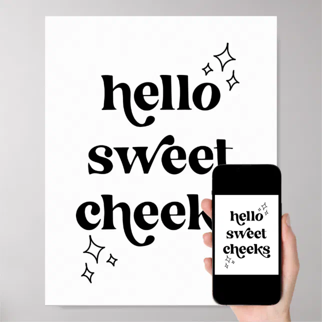 Hello Sweet Cheeks Retro Vintage Font Poster | Zazzle