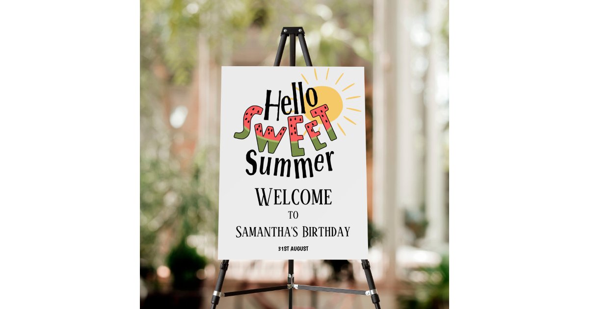 Hello Sweet Summer Pool Party Bday Welcome Sign | Zazzle