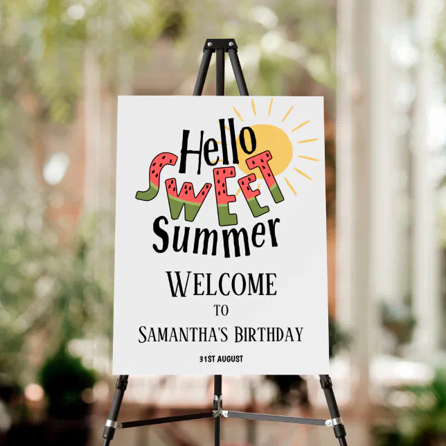 Hello Sweet Summer Pool Party Bday Welcome Sign | Zazzle