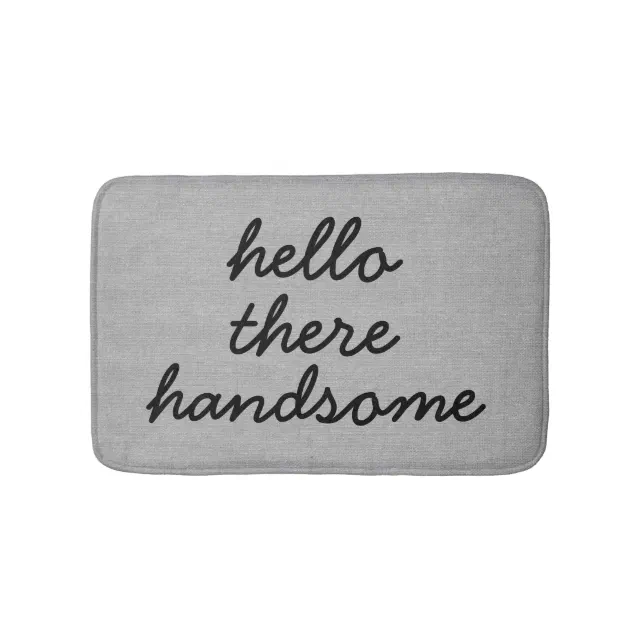 Hello there handsome rustic chic burlap linen jut bath mat | Zazzle