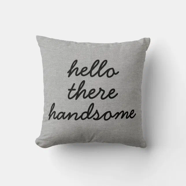 Hello there handsome rustic chic burlap linen jut throw pillow | Zazzle
