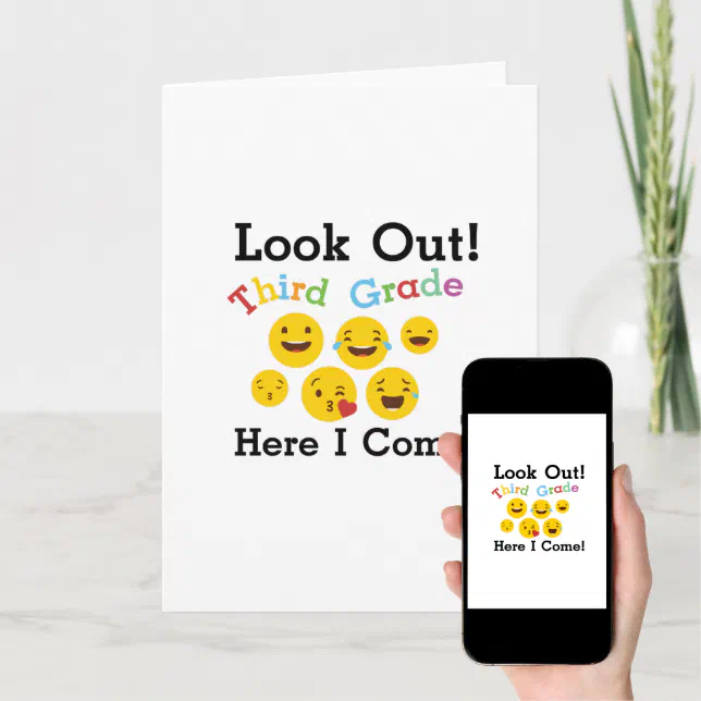 Hello Third Grade 3rd Emoji Funny Gifts Card | Zazzle