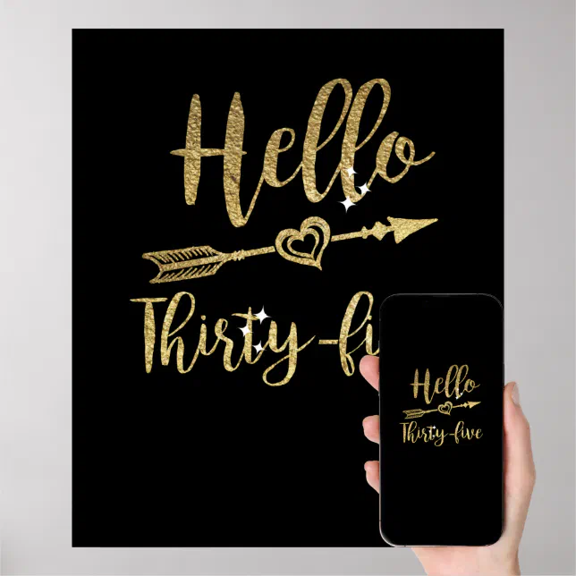 Hello Thirty Five Birthday 35th Birthday Poster | Zazzle