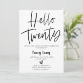 Hello Twenty 20th Birthday Invitation | Zazzle