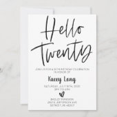 Hello Twenty 20th Birthday Invitation | Zazzle