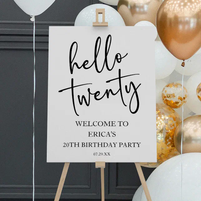 Hello Twenty 20th Birthday Party Welcome Sign | Zazzle