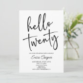 Hello Twenty Minimal Elegant 20th Birthday Party Invitation | Zazzle