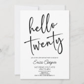 Hello Twenty Minimal Elegant 20th Birthday Party Invitation | Zazzle