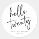 Hello Twenty Minimalist 20th Birthday Party Classic Round Sticker | Zazzle