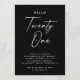 Hello Twenty One | Black Minimalist 21st Birthday Invitation | Zazzle