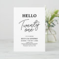Hello Twenty one Black & White 21st Birthday Party Invitation | Zazzle