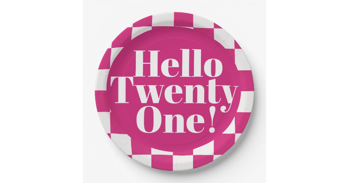 Hello Twenty One Hot Pink 21st Birthday Party Paper Plates | Zazzle