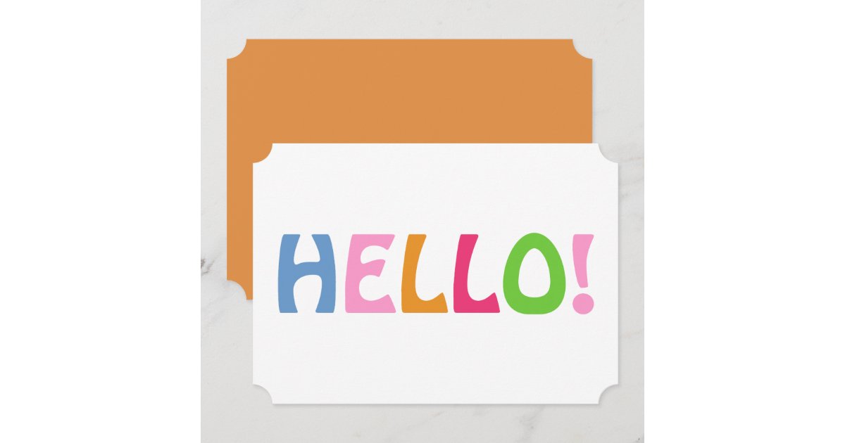 Hello Typography Modern Minimalist Colorful Orange Thank You Card | Zazzle