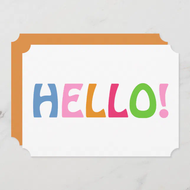 Hello Typography Modern Minimalist Colorful Orange Thank You Card | Zazzle