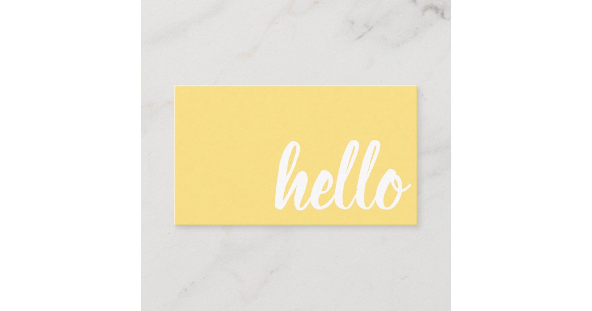 Hello Typography Yellow and White Business Card | Zazzle