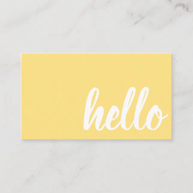 Hello Typography Yellow and White Business Card | Zazzle