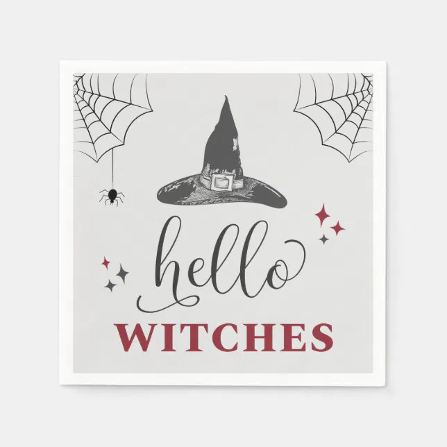 Hello Witches Halloween Funny Text Bachelorette Napkins | Zazzle