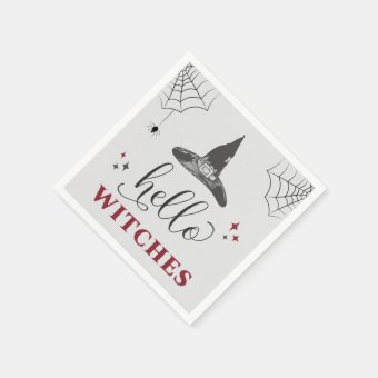 Hello Witches Halloween Funny Text Bachelorette Napkins | Zazzle