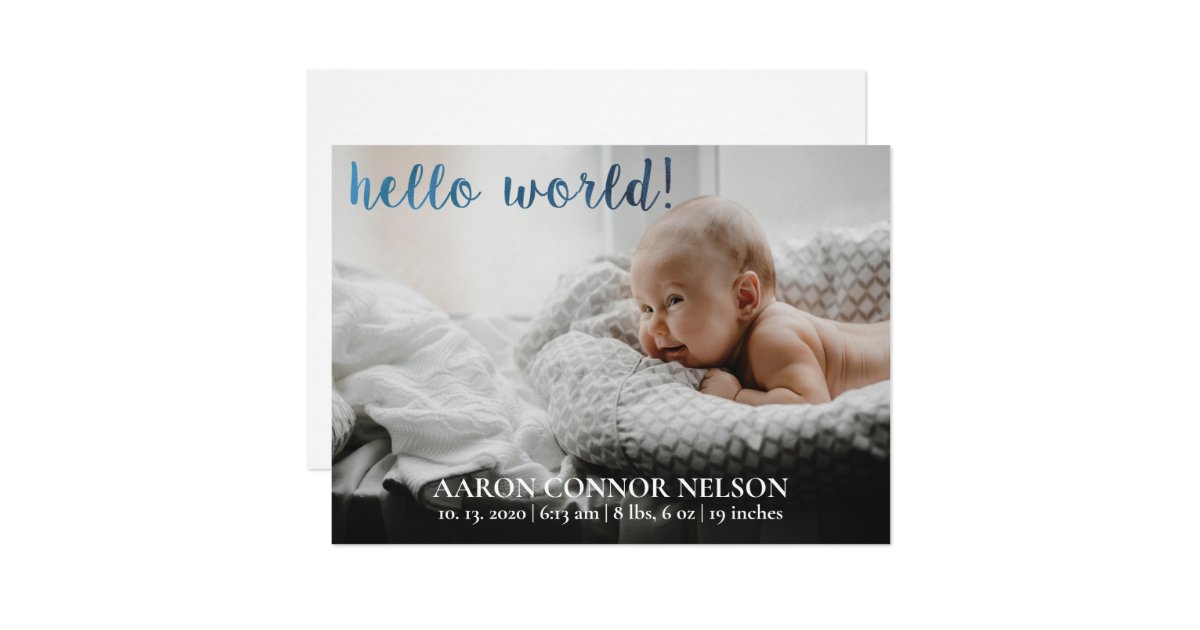 Hello World! Baby Boy Birth Announcement | Zazzle.com