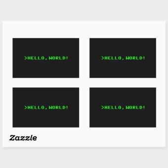 Hello World Computer Programming Rectangular Sticker | Zazzle