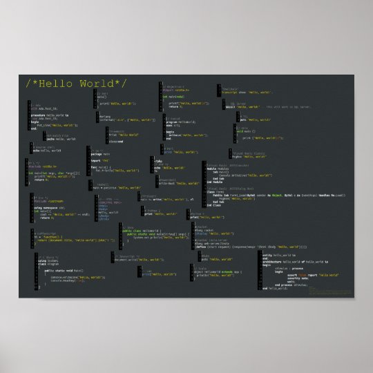 Hello World in 34 Languages Poster | Zazzle.com