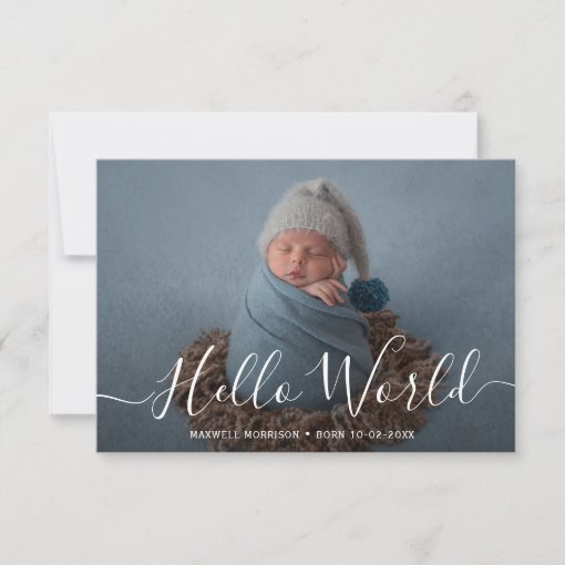 Hello world new born birth announcement card | Zazzle