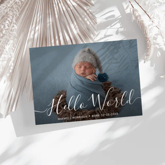 Hello world new born birth announcement card | Zazzle