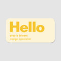 Hello Yellow Retro Modern Minimal Stylish Trendy Name Tag | Zazzle