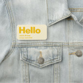 Hello Yellow Retro Modern Minimal Stylish Trendy Name Tag | Zazzle