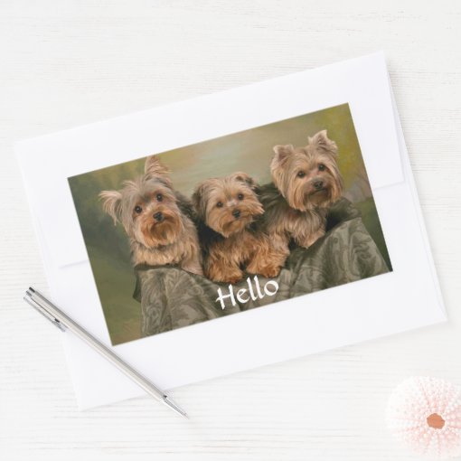 Hello Yorkshire Terrier Puppy Dog Greeting Sticker | Zazzle