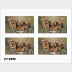 Hello Yorkshire Terrier Puppy Dog Greeting Sticker | Zazzle