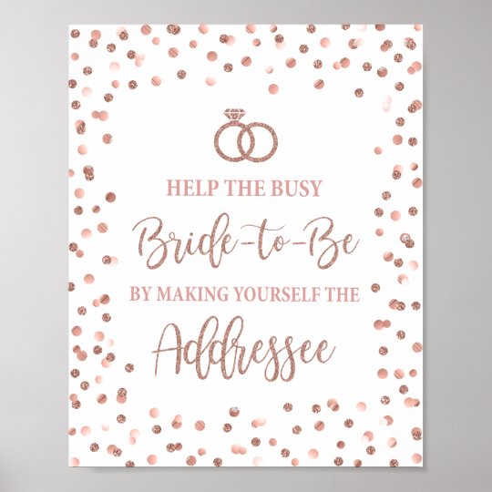 Help Busy Bride to Be Make Yourself Addressee Rose Poster | Zazzle.com