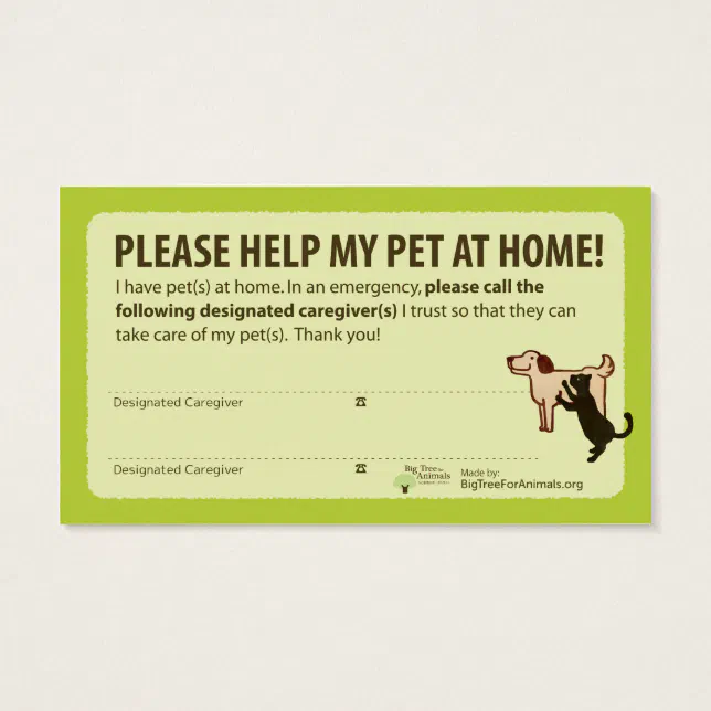 "HELP! I have Pets At Home” Pet Alert Card | Zazzle
