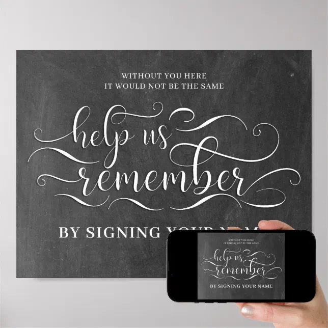 Help Us Remember Chalkboard Wedding Sign | Zazzle
