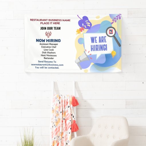 Help Wanted Business Now Hiring Employees Custom Banner | Zazzle