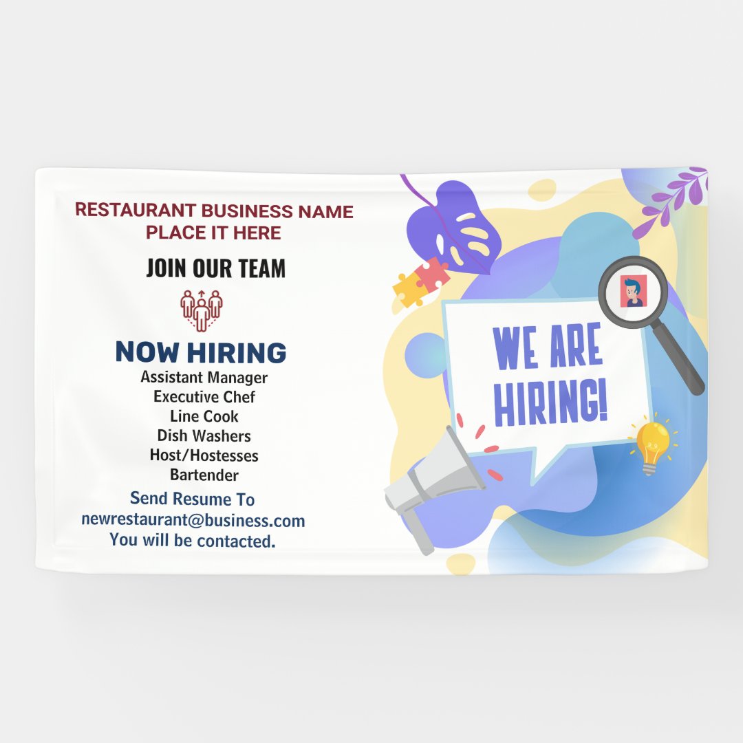 Help Wanted Business Now Hiring Employees Custom Banner | Zazzle